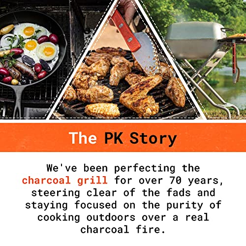 PK Grills Portable Charcoal BBQ Grill and Smoker with Lid, Cast Iron Aluminum Outdoor Kitchen Cooking Mini Small Barbecue Grill for Camping, Backyard Grilling, Park, Tailgating, Grey PK PK200-SFL