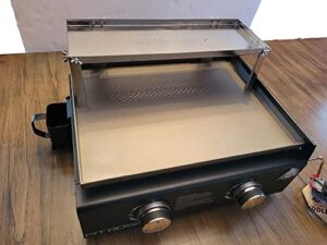 wind guard and warming rack set for pit boss 2 burner tabletop lp gas griddle and other portable griddles in this size, dark brown (wgpb2)