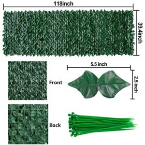 Cliselda 118x39.4in Privacy Fence Screen, Artificial Ivy Fence Covering Privacy Expandable Faux Privacy Fence, Hedges Fence and Faux Ivy Vine Leaf Decoration for Outdoor Garden Decor