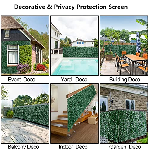 Cliselda 118x39.4in Privacy Fence Screen, Artificial Ivy Fence Covering Privacy Expandable Faux Privacy Fence, Hedges Fence and Faux Ivy Vine Leaf Decoration for Outdoor Garden Decor