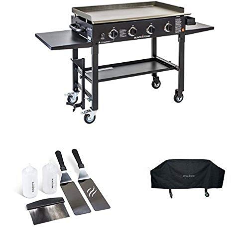 Blackstone 36 inch Outdoor Flat Top Gas Grill Griddle Station - 4-burner - Propane Fueled - Restaurant Grade - Professional Quality - With Cover and Accessory Kit