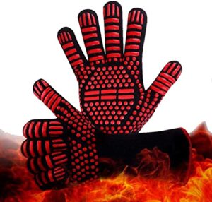 donkik bbq grilling gloves, 1472°f extreme heat resistant outoor barbecue gloves, kithen silione non-slip oven mitts for barbeue, cooking, baking, grilling, welding