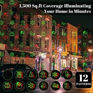 Christmas Lights, Laser Projector Light Outdoor Waterproof Landscape Spotlights Led Projection Show Xmas Lazer Display with Remote Timer for Holiday Halloween Patio Garden Yard Outside Decorations