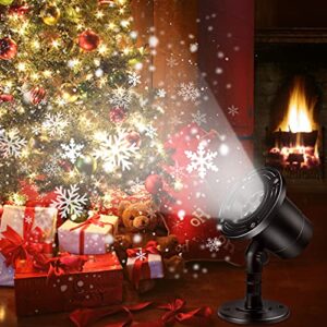 Christmas Snowfall Projector Lights, Upgraded Dynamic Snowflake Projector Lights Indoor, IP65 Waterproof White Snow LED Snowfall Projection Outdoor Lights for Halloween Party Home Garden Decoration