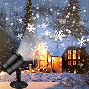 Christmas Snowfall Projector Lights, Upgraded Dynamic Snowflake Projector Lights Indoor, IP65 Waterproof White Snow LED Snowfall Projection Outdoor Lights for Halloween Party Home Garden Decoration