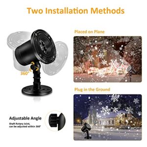 Christmas Snowfall Projector Lights, Upgraded Dynamic Snowflake Projector Lights Indoor, IP65 Waterproof White Snow LED Snowfall Projection Outdoor Lights for Halloween Party Home Garden Decoration