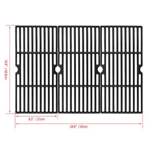 Hisencn Grill Grates Replacement for Charbroil Advantage 463343015, 463344015, 463344116, Kenmore, Advantage Gas2coal Parts 463340516, G467-0002-W1, 16 15/16" Cast Iron Cooking Grids, 3-Pack