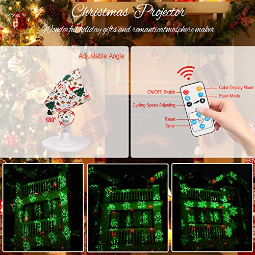 KGAR Christmas Laser Lights Projector Outdoors Indoor Xmas Decoration Red and Green Laser Light Show, Waterproof with Wireless Remote