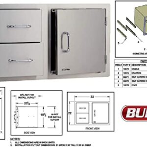 AMS Fireplace | Bull GRILLS outdoor 30" The Outlaw grill Natural Gas with Single Side Burner, Stainless Steel Sink, Grill Cover, Refrigerator, Door & Drawer Combo with 5 in 1 BBQ Tool Set-FREE Bio-Ethanol Table-top Fire pit