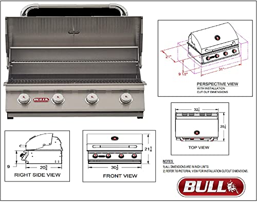 AMS Fireplace | Bull GRILLS outdoor 30" The Outlaw grill Natural Gas with Single Side Burner, Stainless Steel Sink, Grill Cover, Refrigerator, Door & Drawer Combo with 5 in 1 BBQ Tool Set-FREE Bio-Ethanol Table-top Fire pit