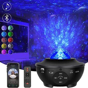 Star Projector, Ocean Wave Night Light Projector with Adjustable Lightness Remote Control Timer 10 Lighting Modes Built-in Music Speaker Galaxy Light for Kids Adult Bedroom Living Room