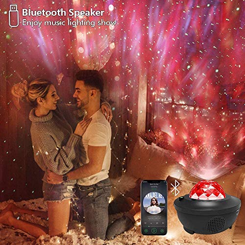 Star Projector, Ocean Wave Night Light Projector with Adjustable Lightness Remote Control Timer 10 Lighting Modes Built-in Music Speaker Galaxy Light for Kids Adult Bedroom Living Room