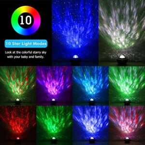 Star Projector, Ocean Wave Night Light Projector with Adjustable Lightness Remote Control Timer 10 Lighting Modes Built-in Music Speaker Galaxy Light for Kids Adult Bedroom Living Room