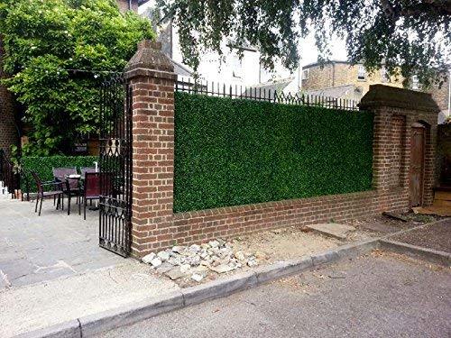 Artificial Greenery Boxwood, Privacy Fence Screen Faux Plant, UV Resistant Topiary Hedge, for Outdoor Indoor Use as Wall Backdrop, Garden, Backyard, Event Decorations (20” x 20”)