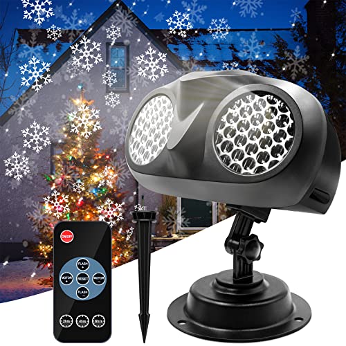 LOINTAIN Christmas Projector Snowflake Christmas Projector Lights Outdoor Indoor Holiday Light Projectors Snowfall with Remote Control