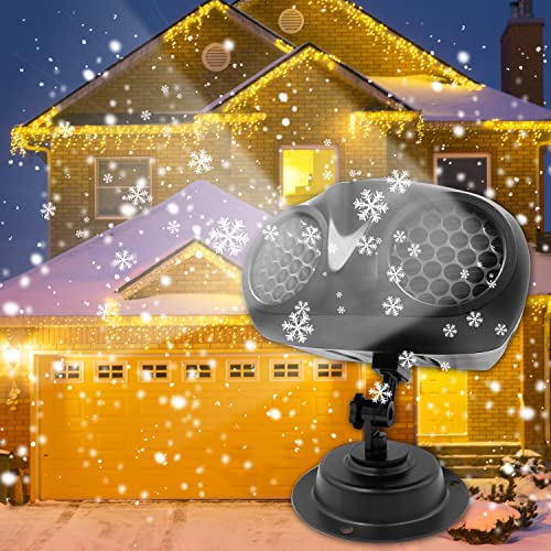 LOINTAIN Christmas Projector Snowflake Christmas Projector Lights Outdoor Indoor Holiday Light Projectors Snowfall with Remote Control