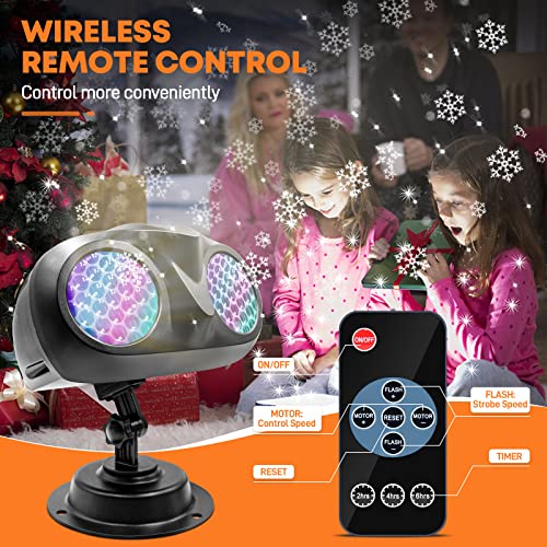 LOINTAIN Christmas Projector Snowflake Christmas Projector Lights Outdoor Indoor Holiday Light Projectors Snowfall with Remote Control