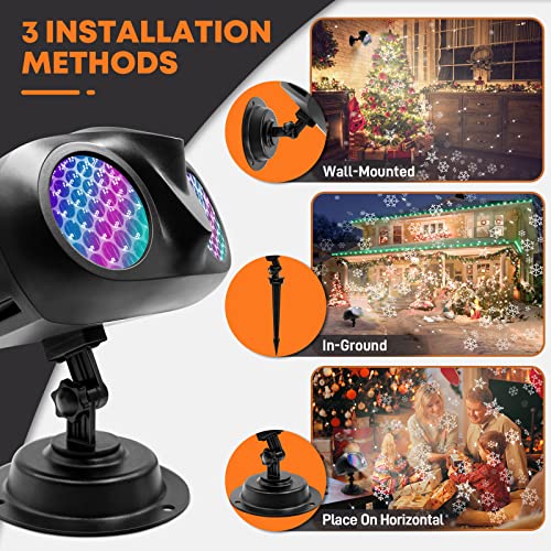 LOINTAIN Christmas Projector Snowflake Christmas Projector Lights Outdoor Indoor Holiday Light Projectors Snowfall with Remote Control