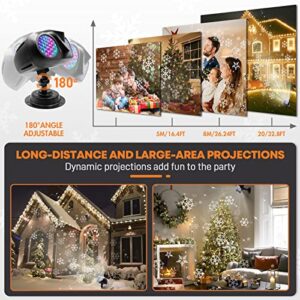 LOINTAIN Christmas Projector Snowflake Christmas Projector Lights Outdoor Indoor Holiday Light Projectors Snowfall with Remote Control