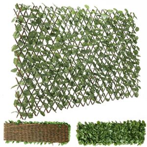 giantex 3pcs expandable artificial hedges faux ivy leaves fence, stretchable artificial ivy privacy fence screen decorative trellis for backdrop outdoor garden porch patio home decorations