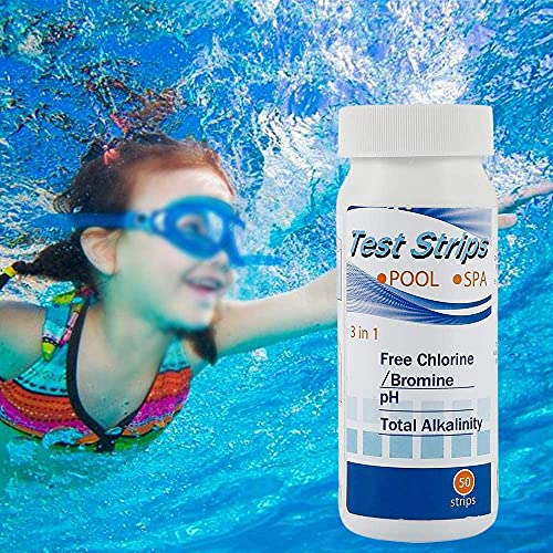 100 Pcs 2 Bottles 3 in 1 Test Strips, Pool Spa Hot Tub Water Test Strips Dip Test Strips for Swimming Pool,Test Total Hardness,Free Chlorine,Bromine,Total