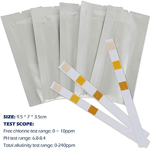 100 Pcs 2 Bottles 3 in 1 Test Strips, Pool Spa Hot Tub Water Test Strips Dip Test Strips for Swimming Pool,Test Total Hardness,Free Chlorine,Bromine,Total