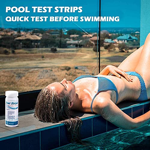 100 Pcs 2 Bottles 3 in 1 Test Strips, Pool Spa Hot Tub Water Test Strips Dip Test Strips for Swimming Pool,Test Total Hardness,Free Chlorine,Bromine,Total