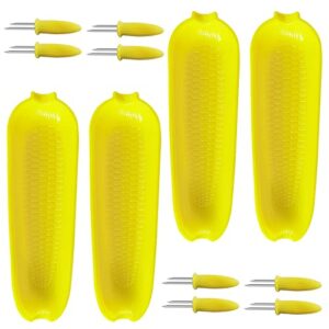 4pcs corn cob holders corn holders corn skewers corn cob skewer bbq twin prong holders, and 4 corn dishes for corn on the cob