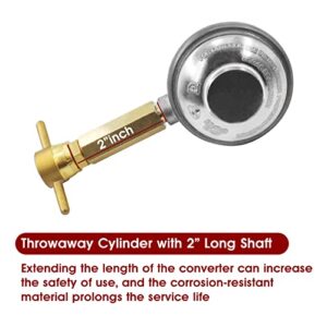 MENSI Update Version 1LB Propane Regulator for Grill with 3/8" Female Flare Adapter Convert to Throwaway Cylinder with 2" Long Shaft