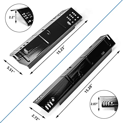 Uniflasy Grill Heat Plate and Grease Tray with Catch Pan Replacement for Dyna-Glo DGH450CRP, Heat Plates for Dyna-Glo 4 Burner Grill