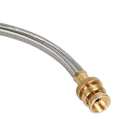 GGC 4 FT Stainless Steel Braided Propane Adapter Hose 1 lb to 20 lb Converter for QCC1/Type 1 LP Tank to 1 LB Portable Grill, Camp Stove, Buddy Heater