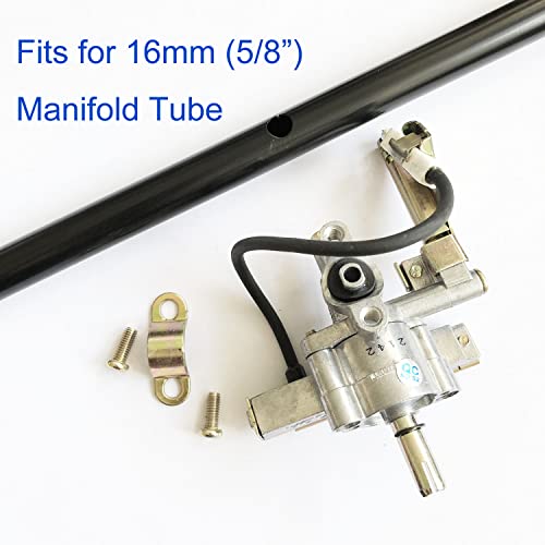 GRILLJOB 1 PC 45° BBQ Grill Gas Valve with Thrower Valve, Valve Stem OD 5/16", Orifice Size: 1.05mm for LP Gas, Fits for 5/8" Manifold Tube