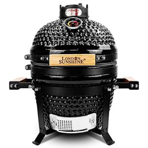 london sunshine ceramic bbq charcoal kamado grill 13 inch portable tabletop bbq grill black