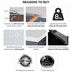 flybold Griddle Cover 36" Works for Blackstone Waterproof Diamond Plated Lightweight Aluminum Hard Top Lid with Stainless Steel Handle for Outdoor BBQ Hood Blackstone Griddle Accessories