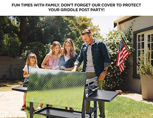 flybold Griddle Cover 36" Works for Blackstone Waterproof Diamond Plated Lightweight Aluminum Hard Top Lid with Stainless Steel Handle for Outdoor BBQ Hood Blackstone Griddle Accessories