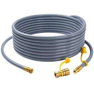 GASPRO 2 Pieces Grill Connectors & Hoses Accessories - 24 FT Natural Gas Hose with 3/8 Male Flare Quick Connect/Disconnect & 3/8 Inch Natural Gas Quick Connect Fittings for BBQ Gas Grill