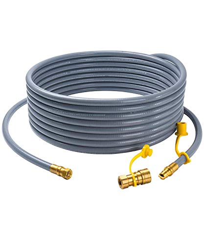 GASPRO 2 Pieces Grill Connectors & Hoses Accessories - 24 FT Natural Gas Hose with 3/8 Male Flare Quick Connect/Disconnect & 3/8 Inch Natural Gas Quick Connect Fittings for BBQ Gas Grill