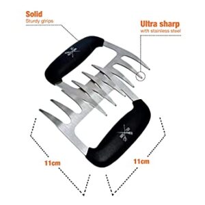 Grill Gods Meat Claws - Stainless Steel Smoker Accessories - Ultra-Sharp Meat Shredder will Easily Tear up Pulled Pork, Chicken, and Brisket - with Heat Resistant Handles