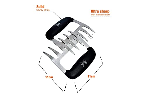 Grill Gods Meat Claws - Stainless Steel Smoker Accessories - Ultra-Sharp Meat Shredder will Easily Tear up Pulled Pork, Chicken, and Brisket - with Heat Resistant Handles