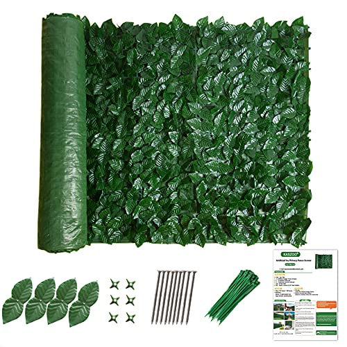 KASZOO Artificial Ivy Privacy Fence Screen, 118x39.4in Artificial Hedges Fence and Faux Ivy Vine Leaf Decoration for Outdoor Garden Décor