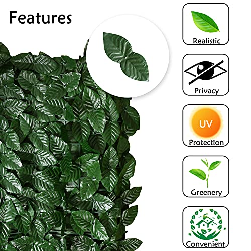 KASZOO Artificial Ivy Privacy Fence Screen, 118x39.4in Artificial Hedges Fence and Faux Ivy Vine Leaf Decoration for Outdoor Garden Décor