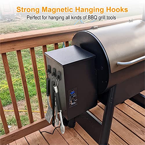 Magnetic Grill Hooks, Magnet Hooks for Grills, Rust Proof & Heavy Duty Outdoor Magnetic Hooks, Grills Magnetic Hooks for Barbecue Tool, Outdoor Hanging, Refrigerator, Grill, Kitchen, Black(3 Pack)