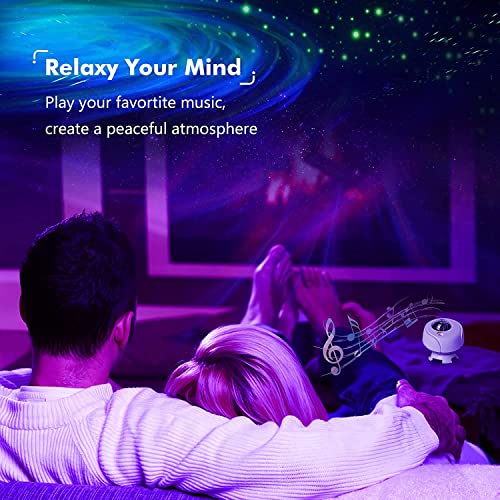 RHM Galaxy Projector 2.0 Galaxy Star Projector Night Light with Remote Control & Bluetooth Music Speaker for Kids Teen Adults Gift, for Bedroom, Ceiling, Party, Room Decor - Black