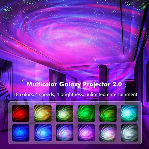 RHM Galaxy Projector 2.0 Galaxy Star Projector Night Light with Remote Control & Bluetooth Music Speaker for Kids Teen Adults Gift, for Bedroom, Ceiling, Party, Room Decor - Black