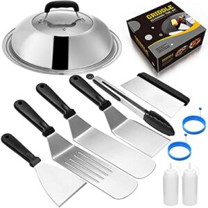 griddle accessories compatible with blackstone and camp chef, flat top griddle scraper tool with melting dome for outdoor cooking, grill accessories