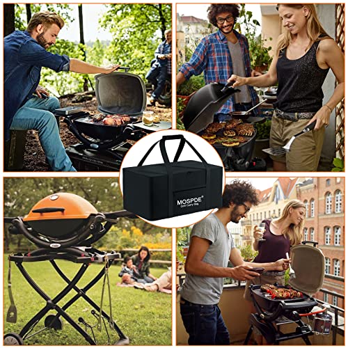 MOSPDE Grill Carry Bag Fits for Weber Q1200 Q1000 Propane Gas Grill, Portable Grill Carrying Bag for Q1400 Electric Grill, 600D Heavy Duty Water-Resistant Griddle Carry Bag for Camping and Barbecue