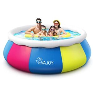 Swimming Pool, EVAJOY 10ft ×30in Above Ground Pool Easy Set, Blow Up Pool Kiddie Pool Inflatable Top Ring Swimming Pools for Adults Family Backyard Outdoor with Pool Cover