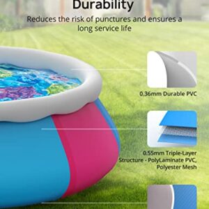 Swimming Pool, EVAJOY 10ft ×30in Above Ground Pool Easy Set, Blow Up Pool Kiddie Pool Inflatable Top Ring Swimming Pools for Adults Family Backyard Outdoor with Pool Cover