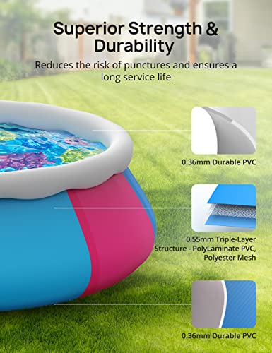 Swimming Pool, EVAJOY 10ft ×30in Above Ground Pool Easy Set, Blow Up Pool Kiddie Pool Inflatable Top Ring Swimming Pools for Adults Family Backyard Outdoor with Pool Cover