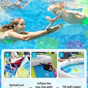 Swimming Pool, EVAJOY 10ft ×30in Above Ground Pool Easy Set, Blow Up Pool Kiddie Pool Inflatable Top Ring Swimming Pools for Adults Family Backyard Outdoor with Pool Cover